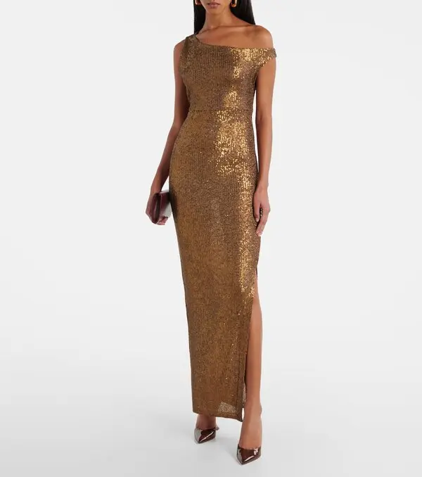 ellie wilde rose gold prom dress Long Beaded Prom Dress: Ellie Wilde EW36052 English Rose / 00 main image 0