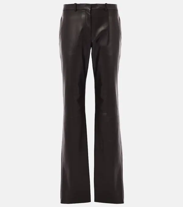 THE ROW Selviese Leather Straight Pants - Brown