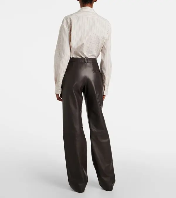 THE ROW Selviese Leather Straight Pants