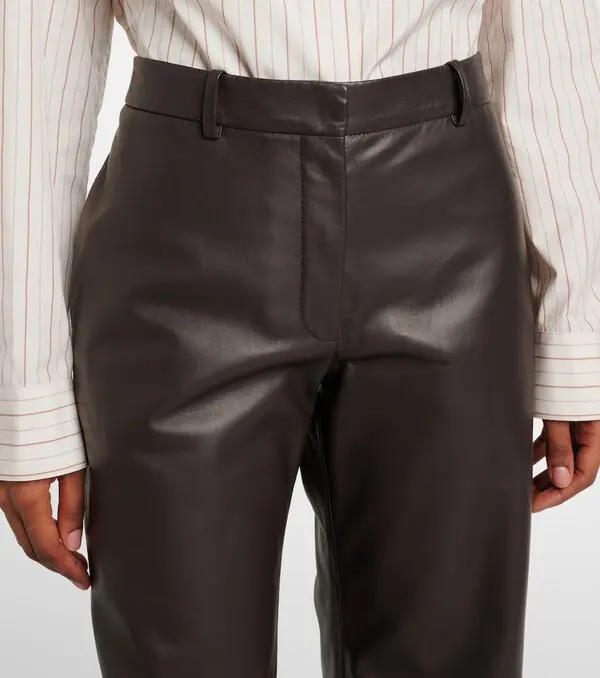 THE ROW Selviese Leather Straight Pants