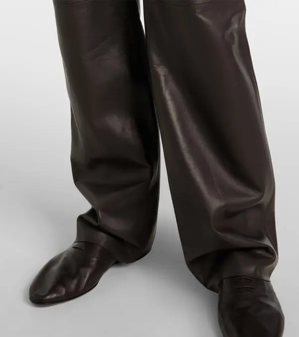 THE ROW Selviese Leather Straight Pants