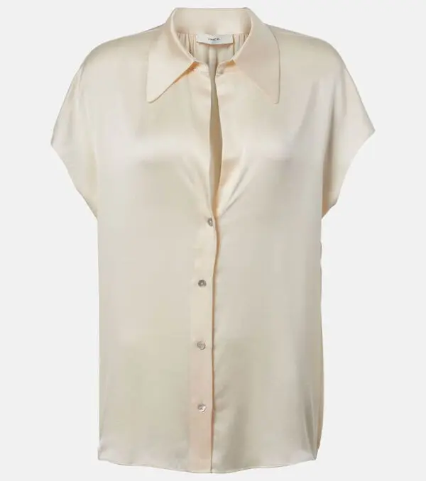 Vince Silk Satin Blouse - White
