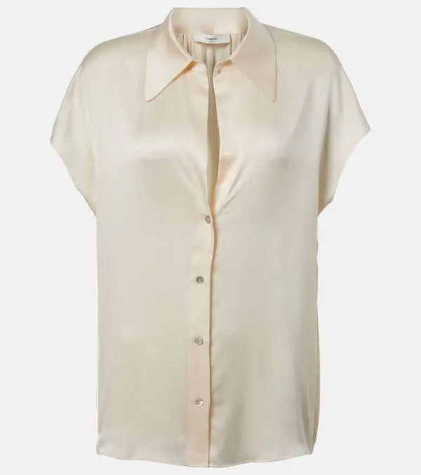Vince Silk Satin Blouse - White