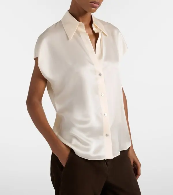 Vince Silk Satin Blouse - White