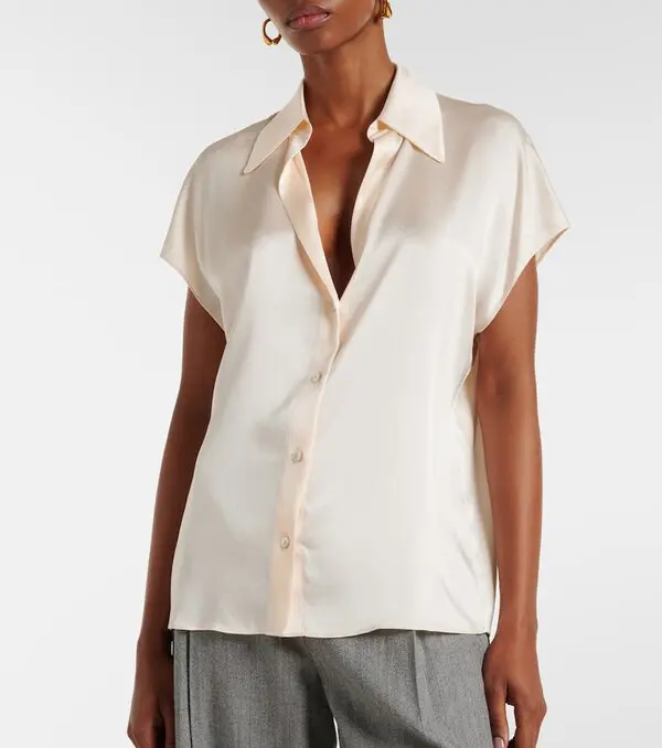 Vince Silk Satin Blouse - White