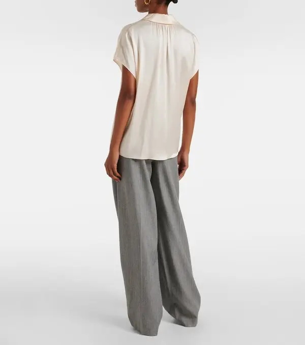 Vince Silk Satin Blouse - White