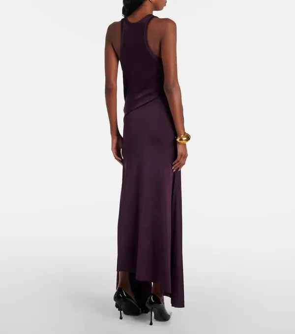 Victoria Beckham Cutout Draped Jersey Midi Dress