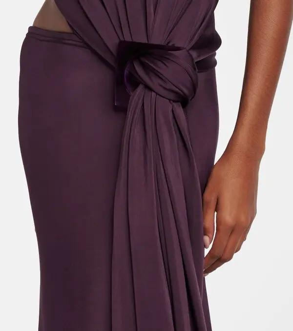 Victoria Beckham Cutout Draped Jersey Midi Dress