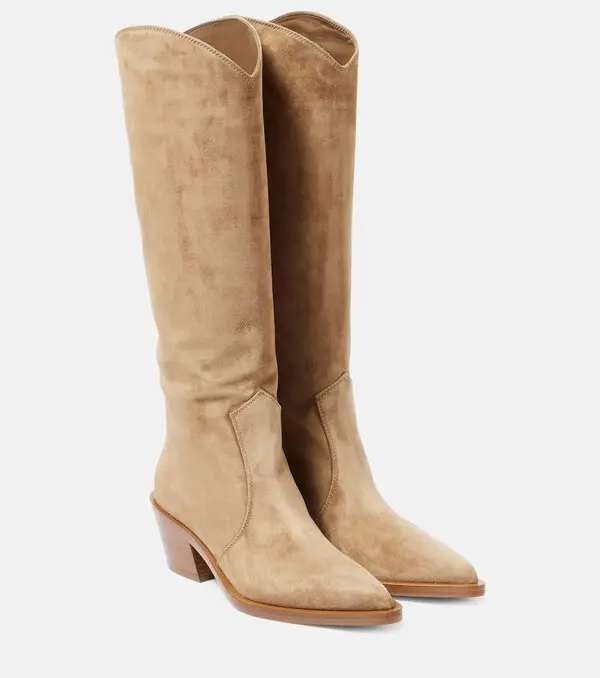 GIANVITO ROSSI Western Suede Boots - Beige