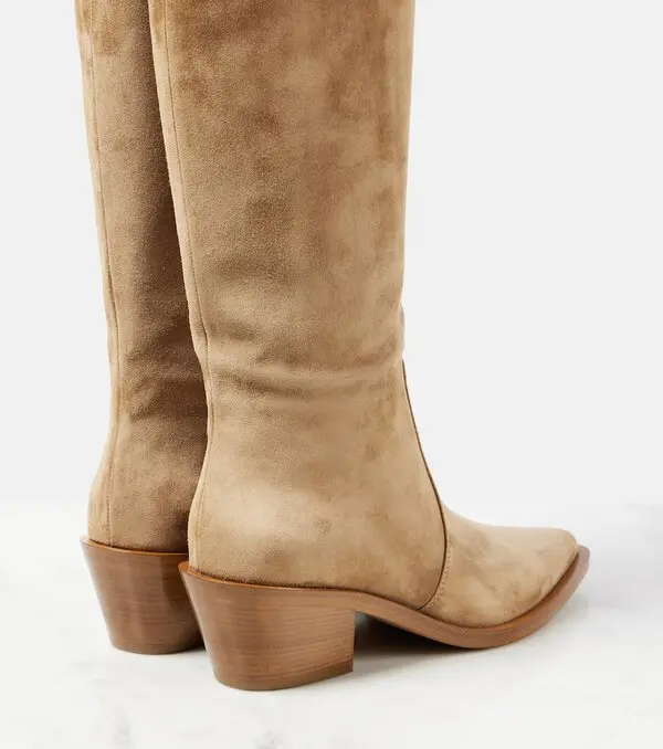 GIANVITO ROSSI Western Suede Boots - Beige