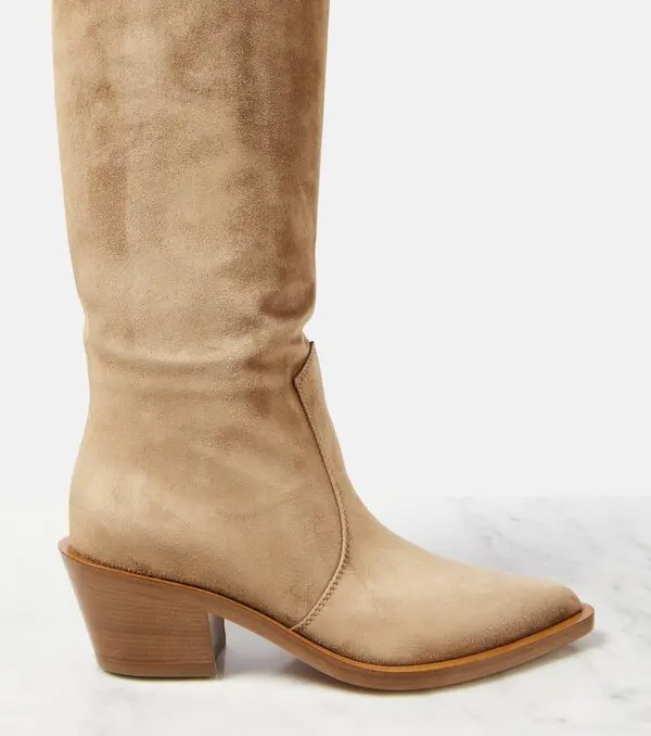 GIANVITO ROSSI Western Suede Boots - Beige