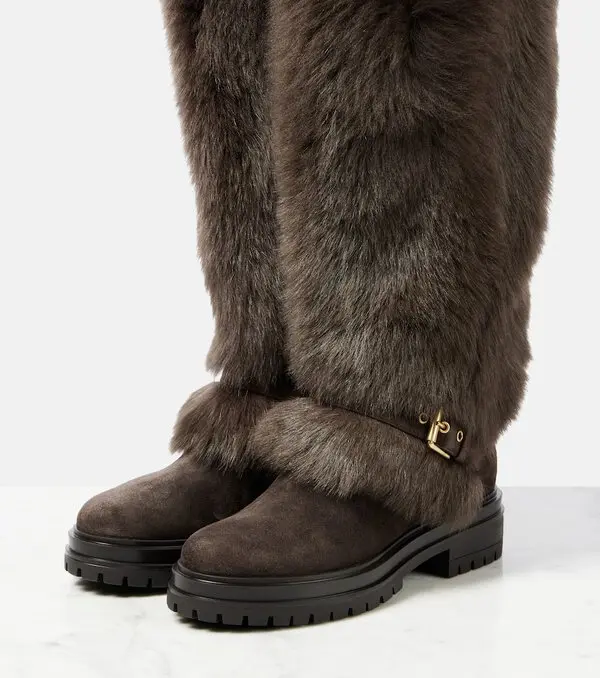 GIANVITO ROSSI Maverick Shearling And Suede Boots