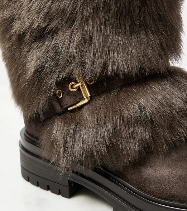 GIANVITO ROSSI Maverick Shearling And Suede Boots
