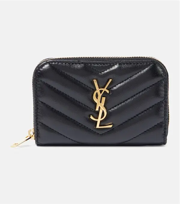 Saint Laurent Cassandre Matelassé Leather Coin Purse - Black