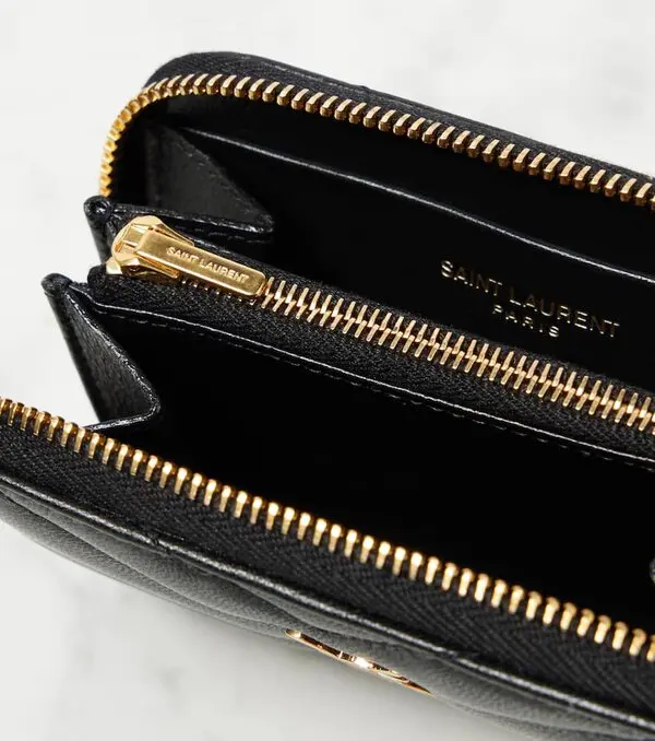 Saint Laurent Cassandre Matelassé Leather Coin Purse - Black