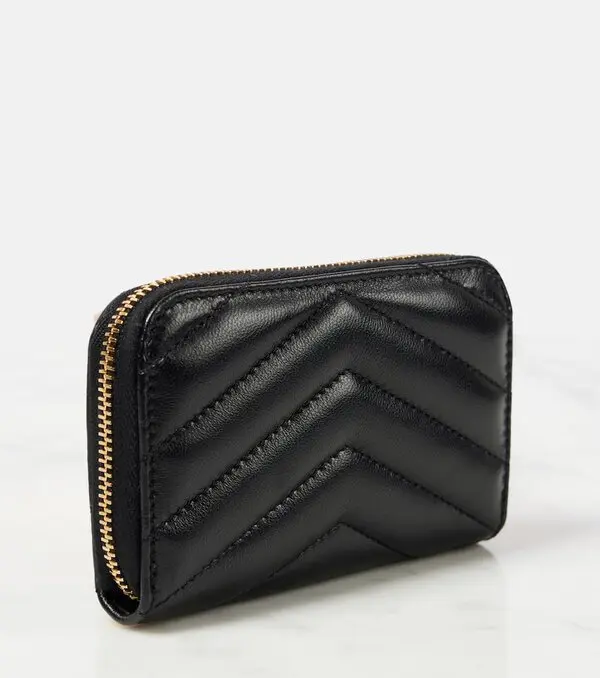 Saint Laurent Cassandre Matelassé Leather Coin Purse - Black