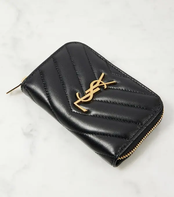 Saint Laurent Cassandre Matelassé Leather Coin Purse - Black