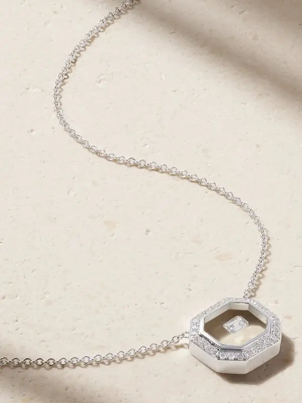 Nikos Koulis Universe 18-karat White Diamond And Enamel Necklace - Gold