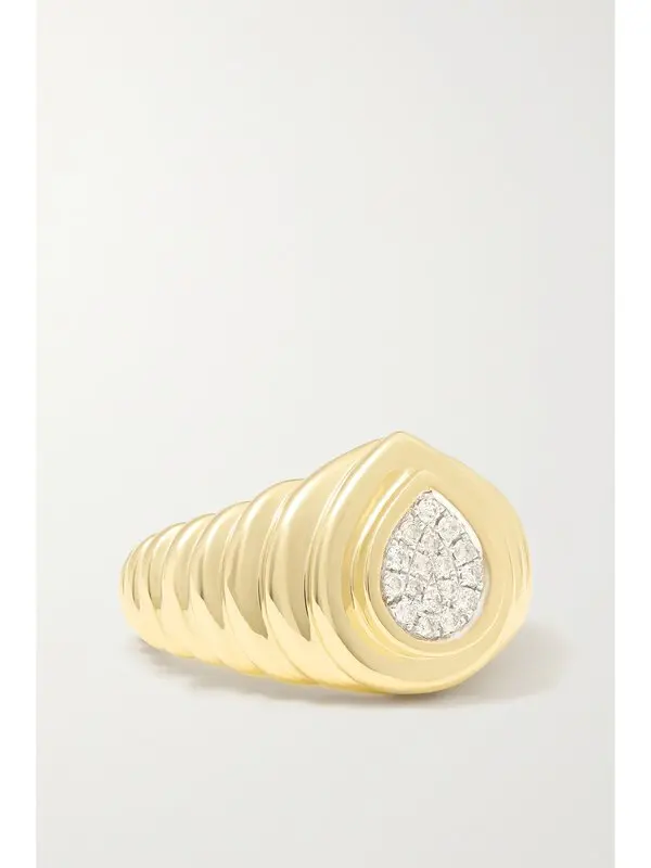 Yvonne Léon Mini 9-karat Diamond Signet Ring - Gold
