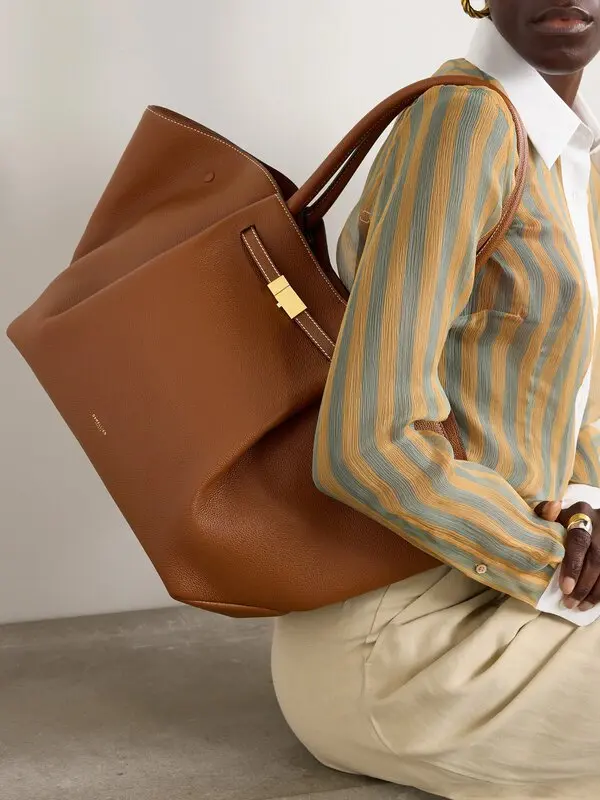 DEMELLIER Textured-leather Tote - Brown