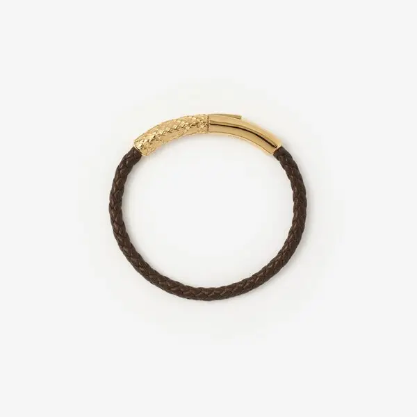 Burberry Leather Check Bracelet - Gold/military Brown