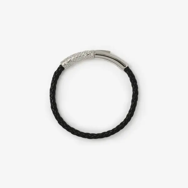 Burberry Leather Check Bracelet - Silver/black