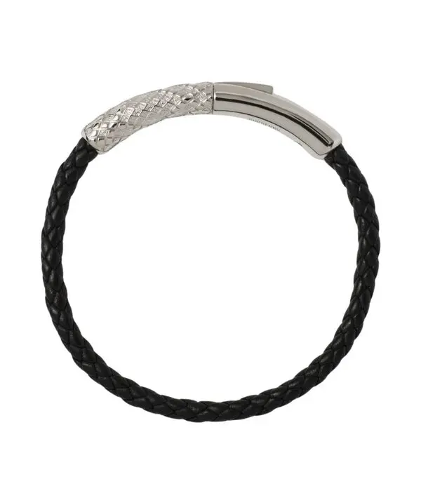 Burberry Leather Check Bracelet - Silver/black