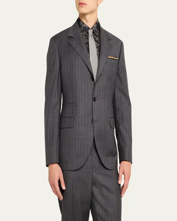 Brunello Cucinelli 150s Wool Pinstripe Suit