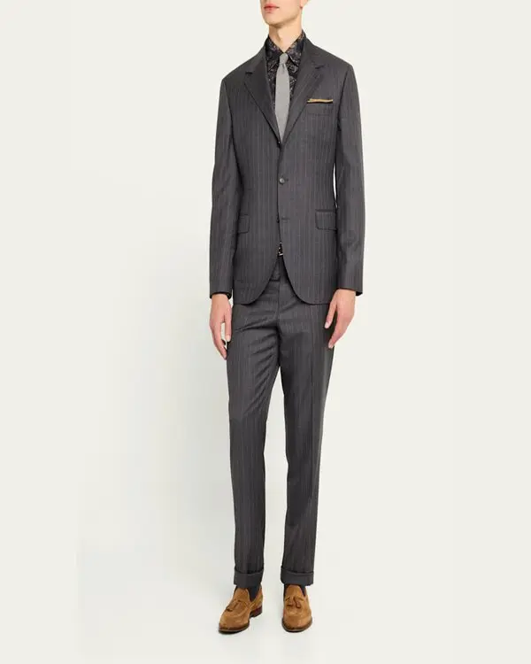Brunello Cucinelli 150s Wool Pinstripe Suit