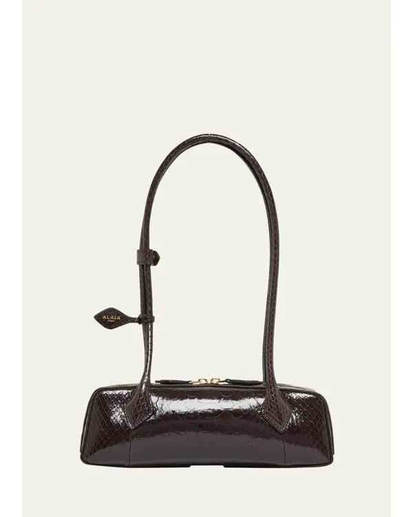 Alaïa Le Teckel Small Lizard Shoulder Bag - Brun Fume