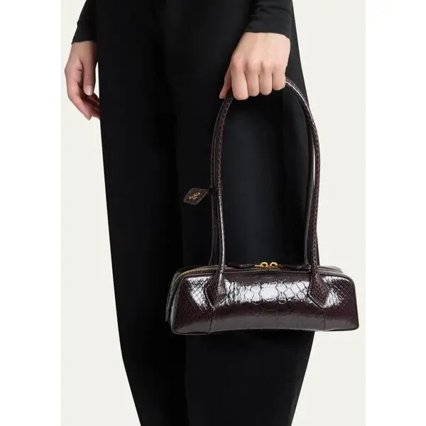 Alaïa Le Teckel Small Lizard Shoulder Bag - Brun Fume
