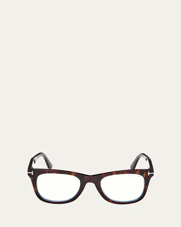 TOM FORD Square Blue Light Blocking Glasses With Clip-on Lenses