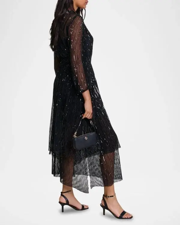 Maje Reota Sequined Midi Dress