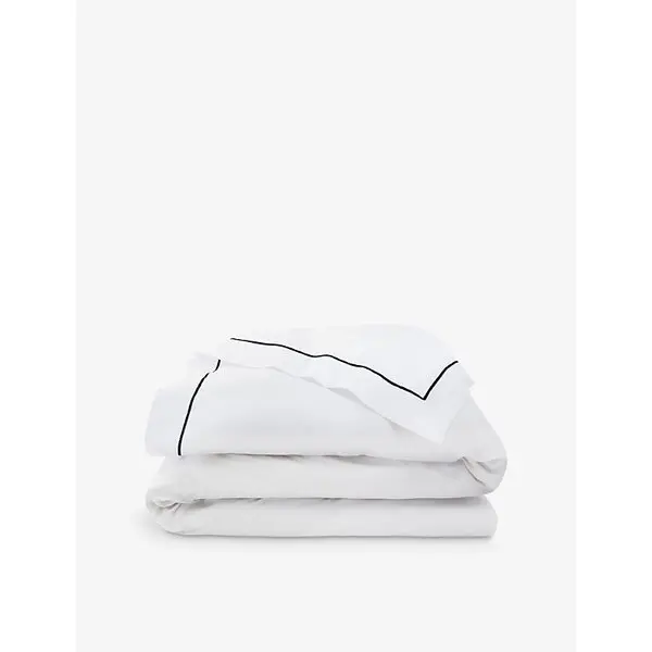 THE WHITE COMPANY Savoy Cotton Duvet Cover - White/navy