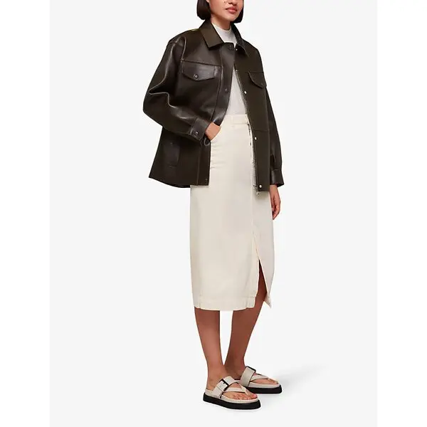 Whistles Oversized-fit Bonded Leather Jacket - Brown
