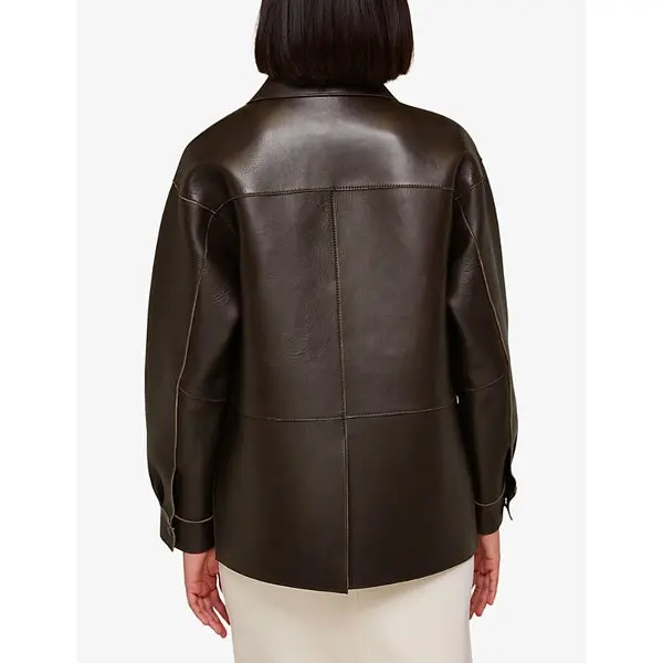 Whistles Oversized-fit Bonded Leather Jacket - Brown