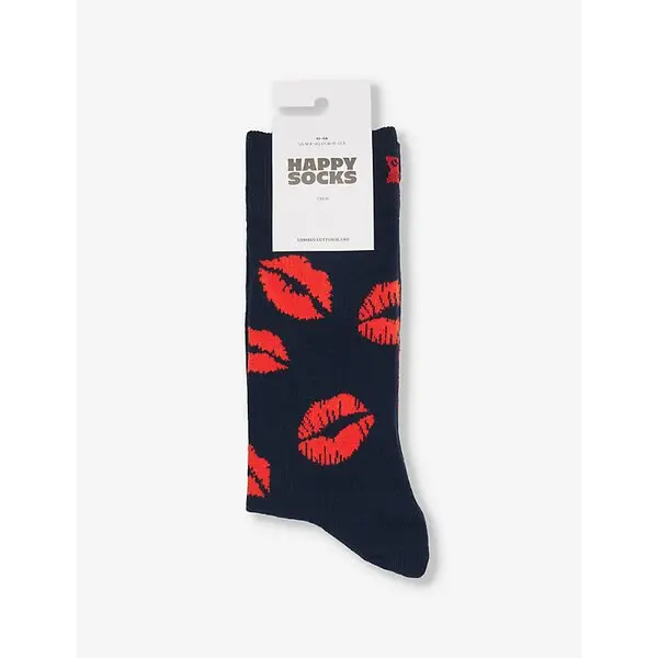 Happy Socks Kisses Cotton-blend Socks - Navy