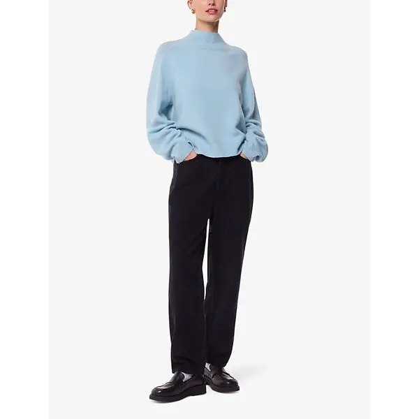 Whistles Funnel-neck Relaxed-fit Wool Jumper - Pale Blue