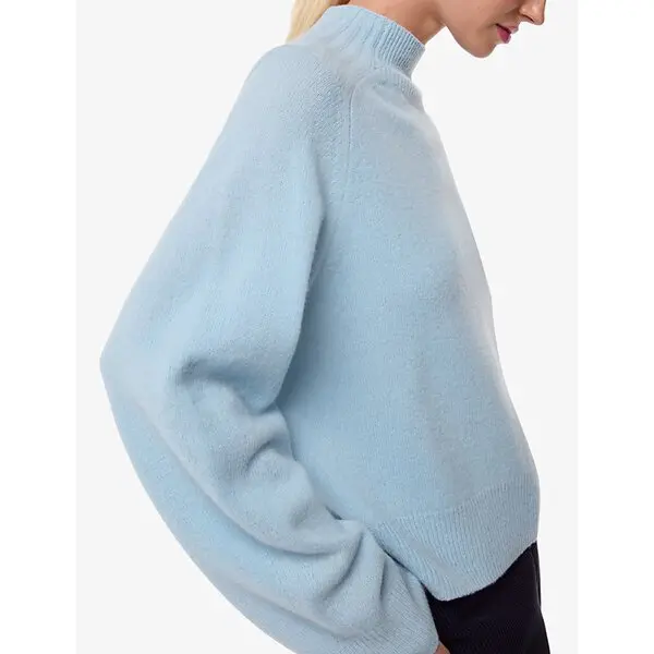 Whistles Funnel-neck Relaxed-fit Wool Jumper - Pale Blue