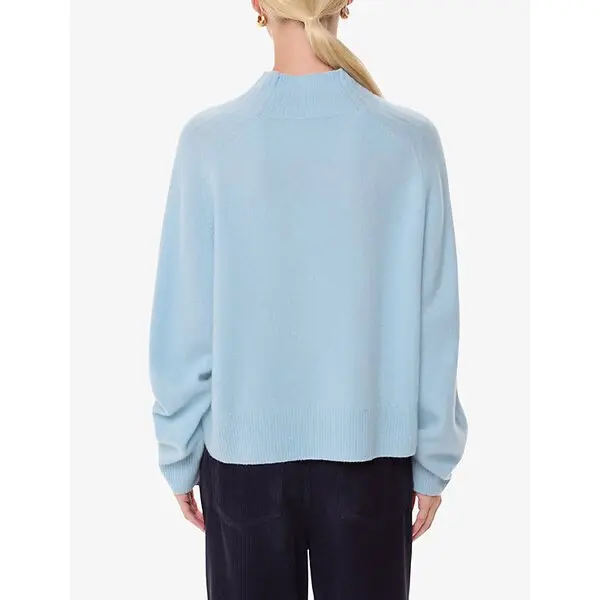 Whistles Funnel-neck Relaxed-fit Wool Jumper - Pale Blue