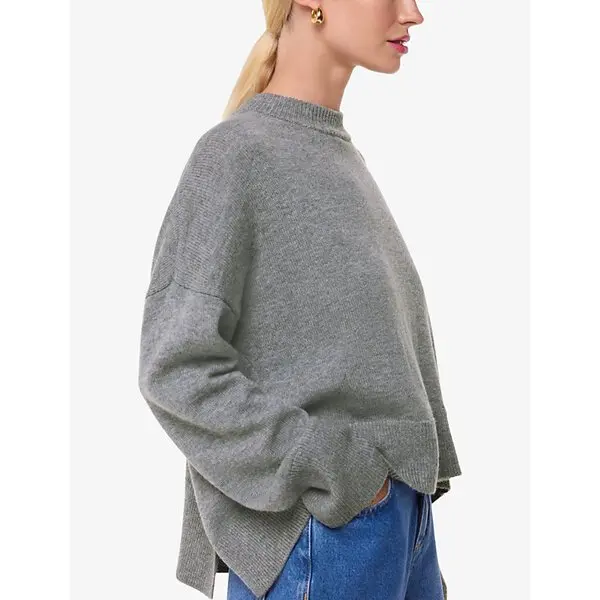 Whistles Split-back Wool And Cashmere-blend Jumper - Grey