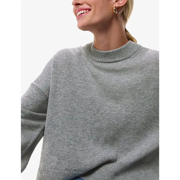 Whistles Split-back Wool And Cashmere-blend Jumper - Grey