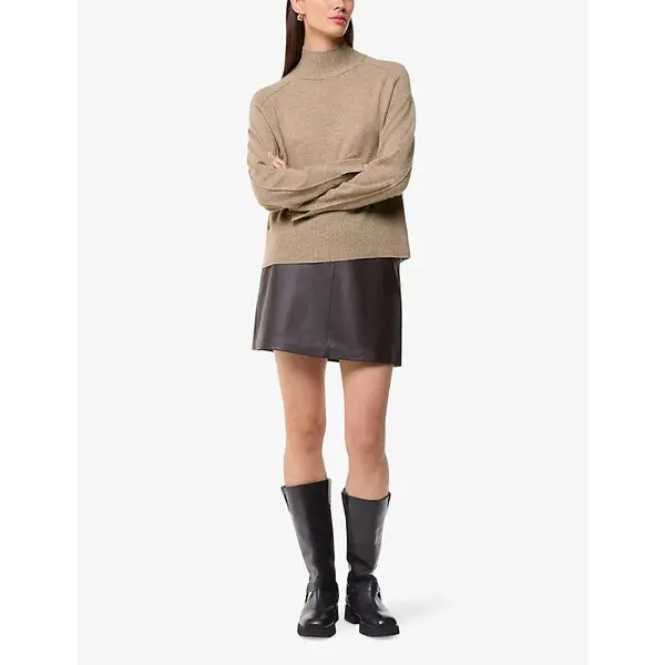 Whistles Funnel-neck Cashmere Jumper - Brown