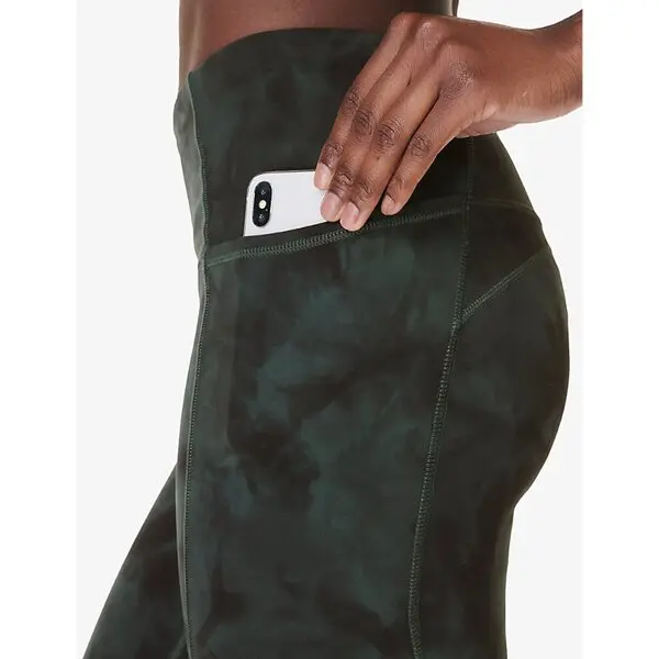 Sweaty Betty Super Soft Abstract-print Stretch-woven Leggings - Green Multi Speckle