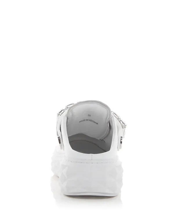 JIMMY CHOO Diamond Embellished Platform Slingback Sneakers - White/crystal