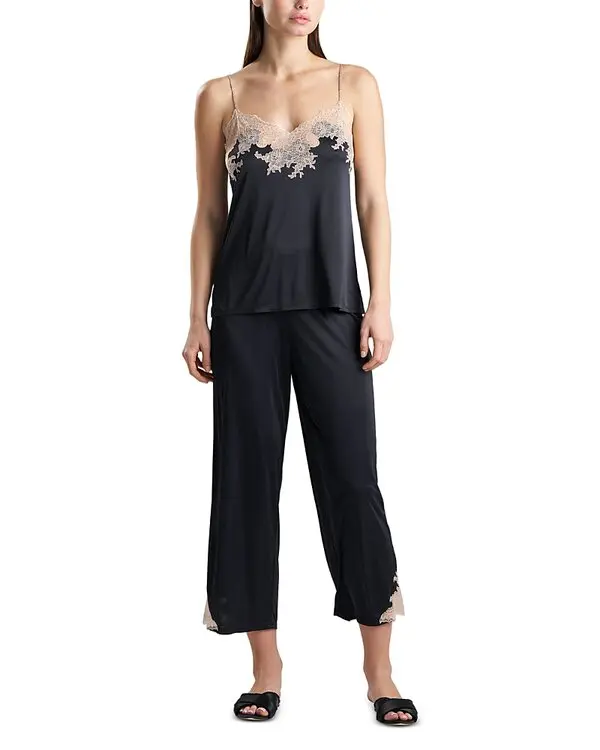 Natori Enchant Lace Trim Pajama Set - Black