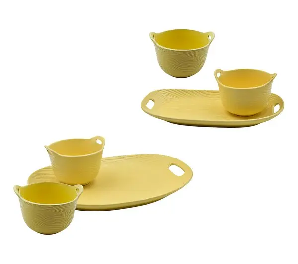 TEMP-TATIONS As Is Woodland 6-pc Servingtray & Bowl Set - One-color