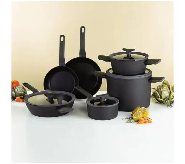 BERGHOFF Leo 10pc Nonstick Cookware Set With Gl Ass Lid