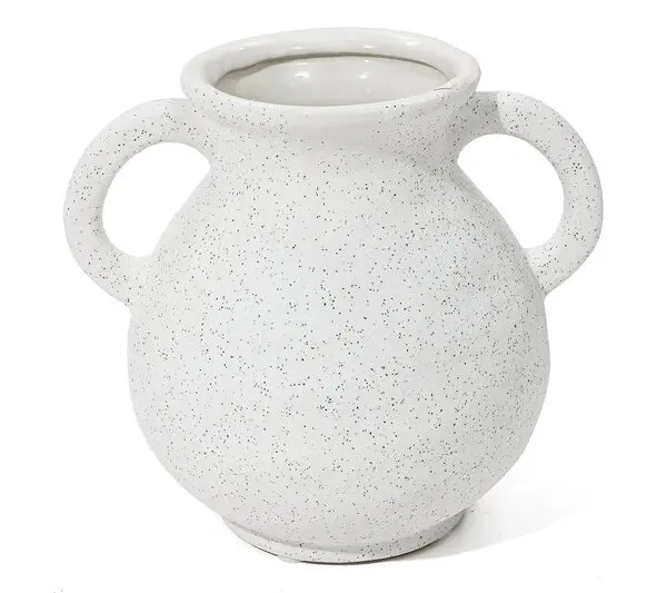 LUXEN HOME Luxenhome White Ceramic Jug Round Vase With Han Dles - One-color