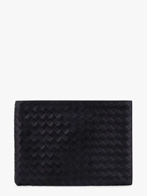 Bottega Veneta Woven Leather Pochette - Black